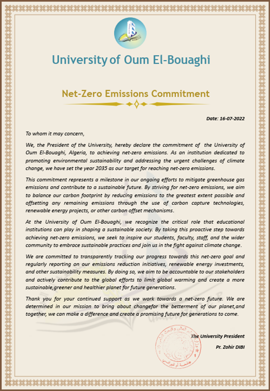 Net-Zero Emissions Commitment – SDG